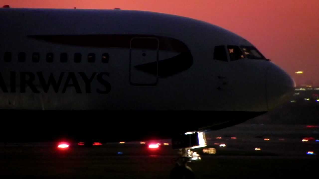 British Airways 767 Sunset Takeoff - YouTube