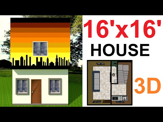 16x16 House Plans 16x16 House - 1 Bedroom 1.5 Bath - 433 Sq Ft