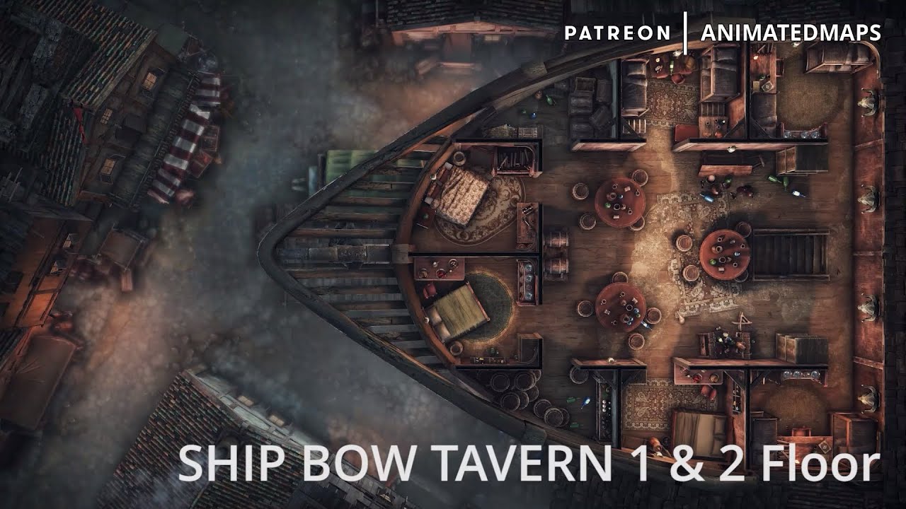 Animated Dungeon Maps - SHIP BOW TAVERN 1 & 2 Floor battle maps preview ...