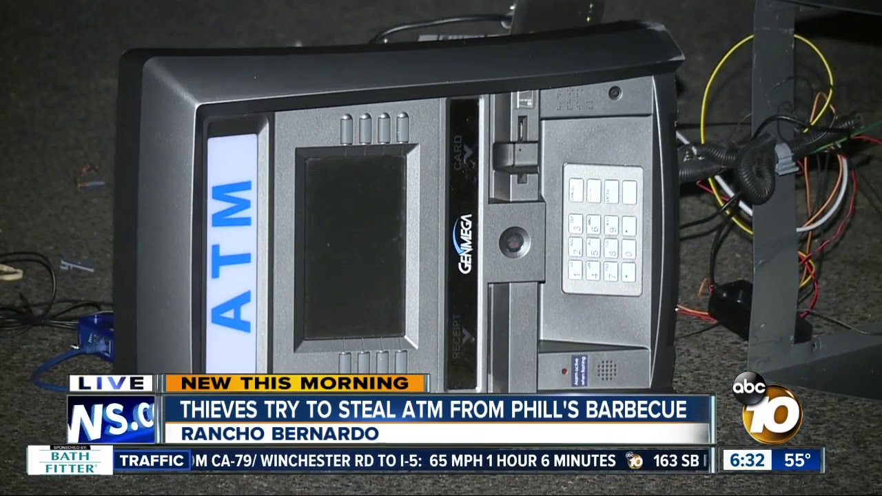 Thieves try to steal ATM from Phil's BBQ restaurant - YouTube