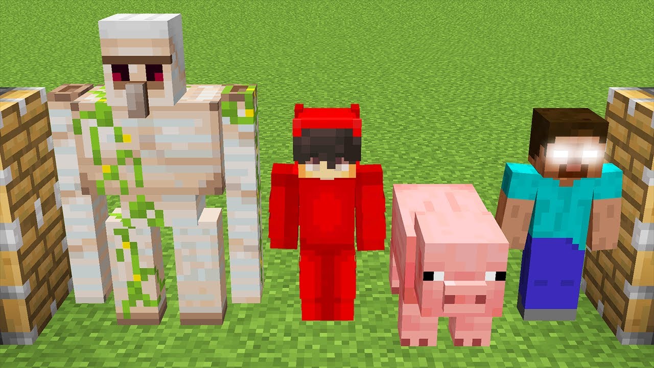 Cash + iron golem + pig + herobrine = ??? - YouTube
