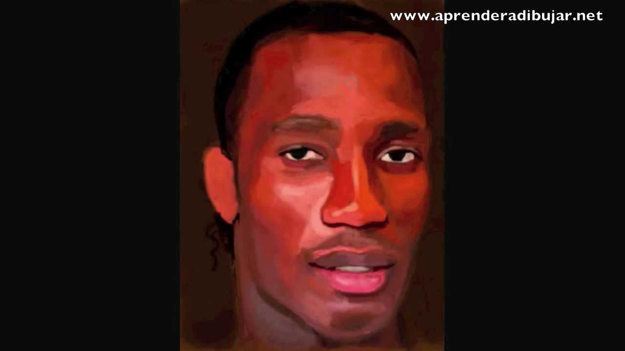 How to draw a face - Drogba portrait - YouTube