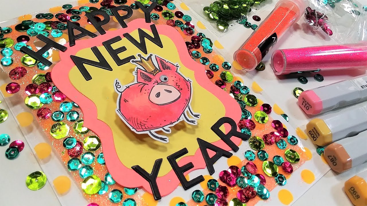 Jiggly Happy New Year Card! {Year of the Pig} - YouTube