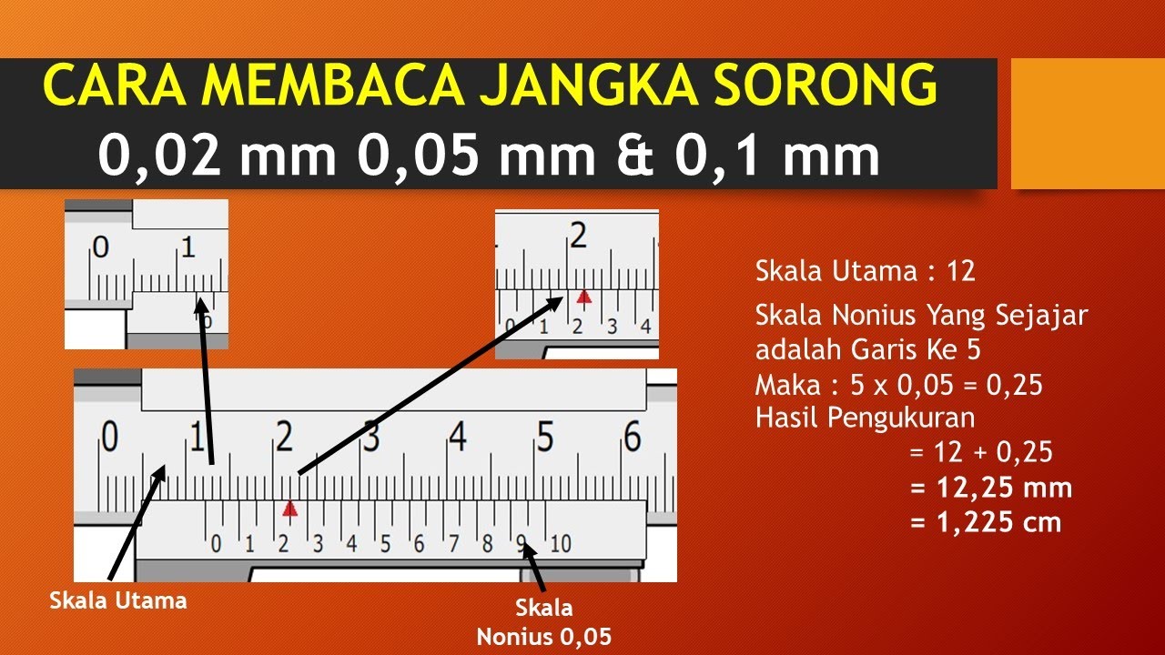 Cara Membaca Jangka Sorong Ketelitian 0 02 Mm 0 05 Mm Dan 0 1 Mm YouTube