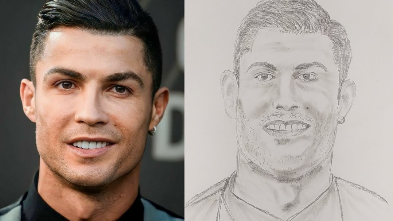 Sketch drawing of Cristiano Ronaldo easy cr7 draw Football player from ...