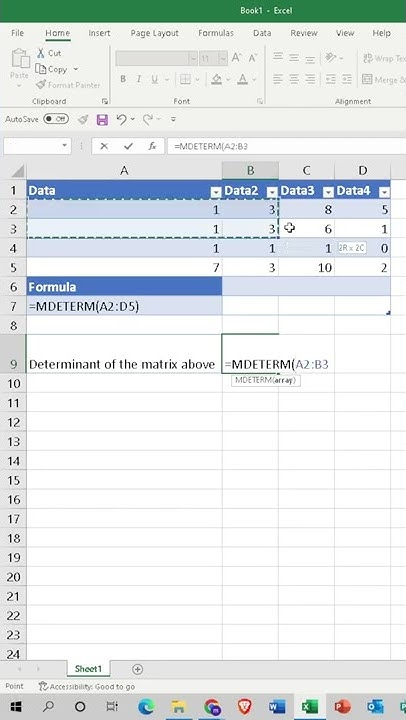 #shorts MDETERM function #microsoft #excel #tutorial - YouTube