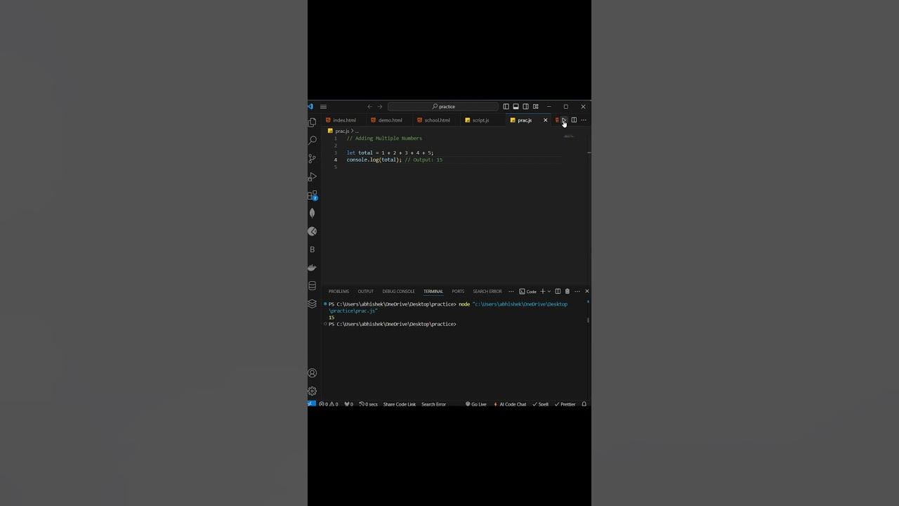 addition operator examples 👏😮 | JavaScript tutorial 🙋‍♂️| #shorts #short - YouTube