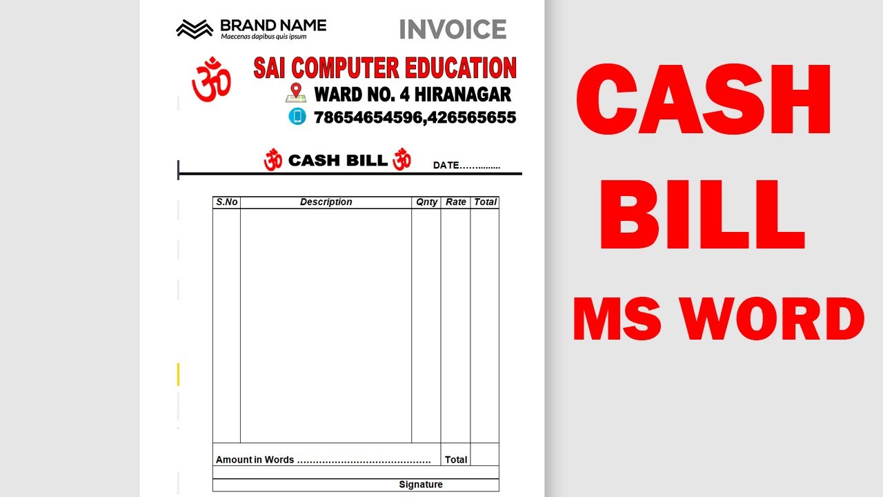 How To Create Bill In Ms Word Officepase How To Create Bill In Ms Word Officepase