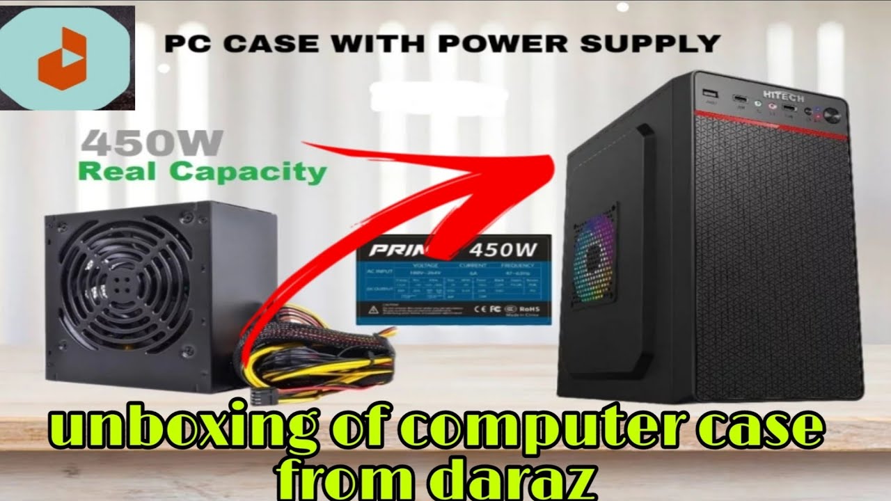 Unboxing PC case with 450 watt power supply || review for PC case under ...