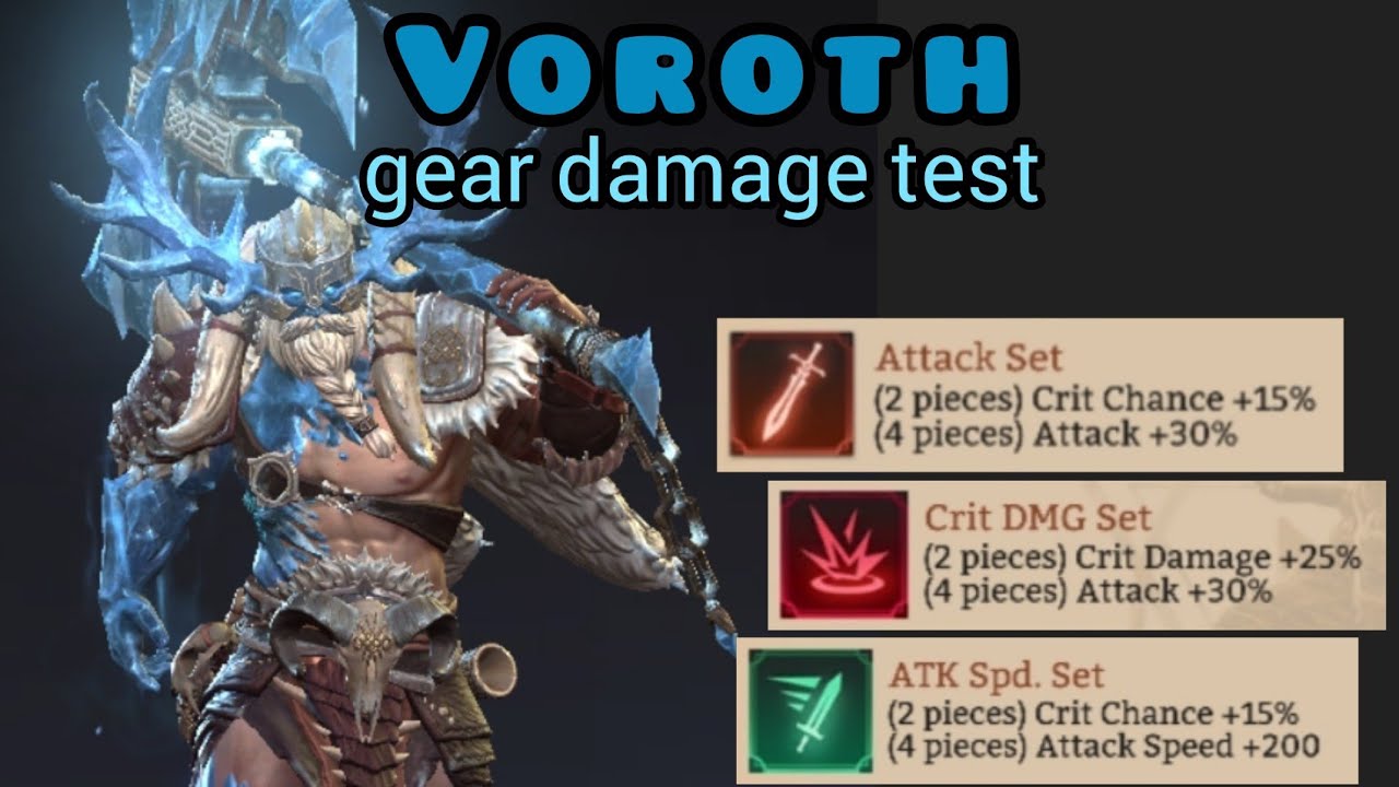 Watcher of Realm, Voroth gear damage test, attack, critical, and attack ...
