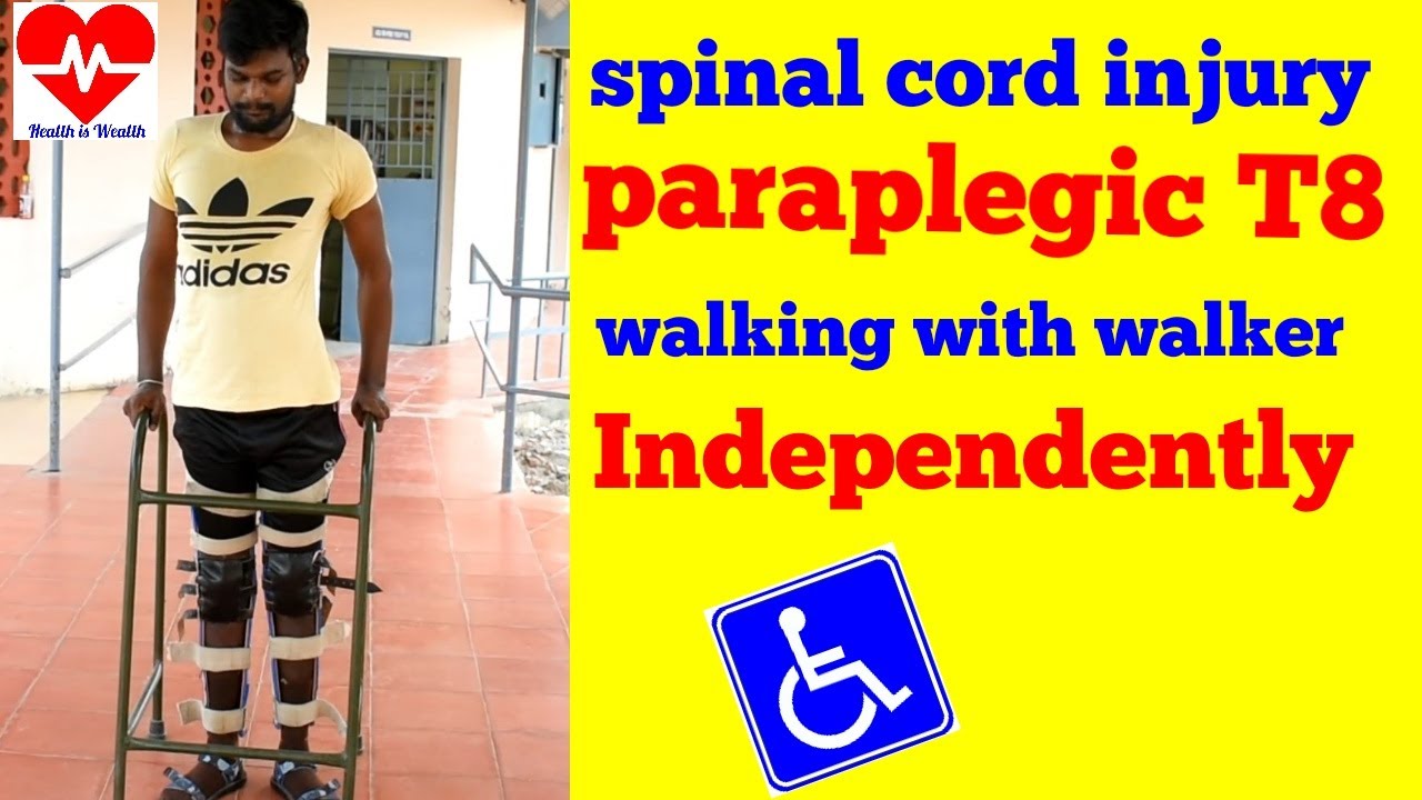 spinal cord injury T8 paraplegic walking with walker without support ...
