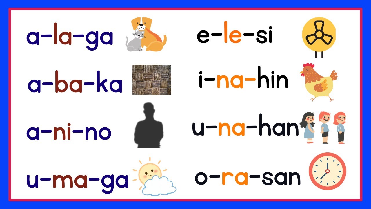 Pagsasanay sa Pagbasa - Filipino Phonics - Mga Salitang May Tatlong ...