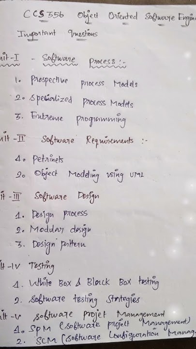 object oriented software engineering|| Important questions in 2021 regulation||Anna university ...