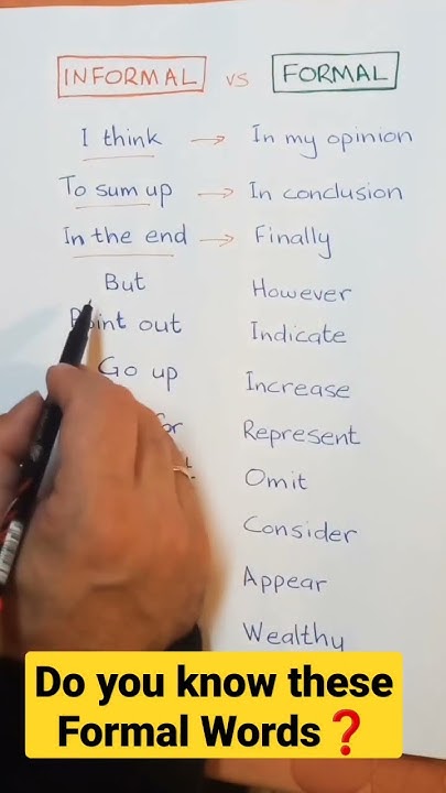 Formal Words vs Informal Vocabulary #englisharticles #englishmalayalam ...
