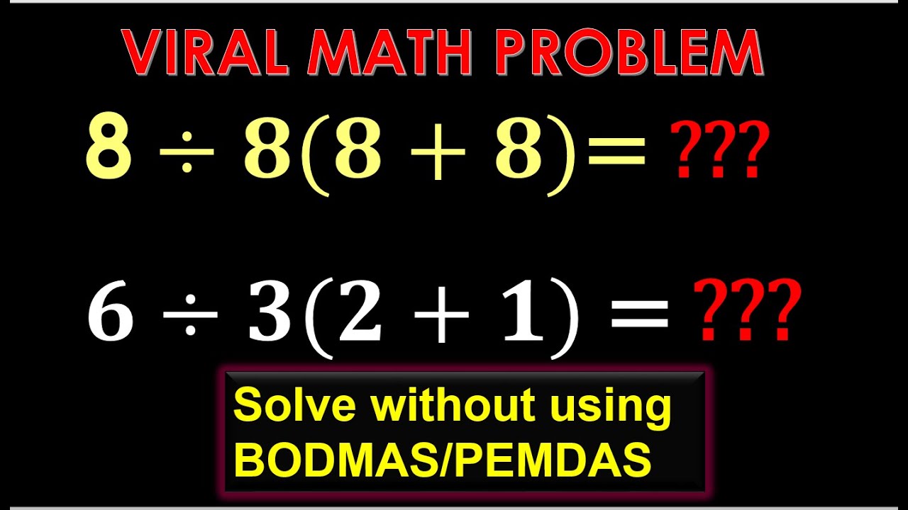 #Can You Solve this 8÷8(8+8) without using BODMAS/PEMDAS - YouTube
