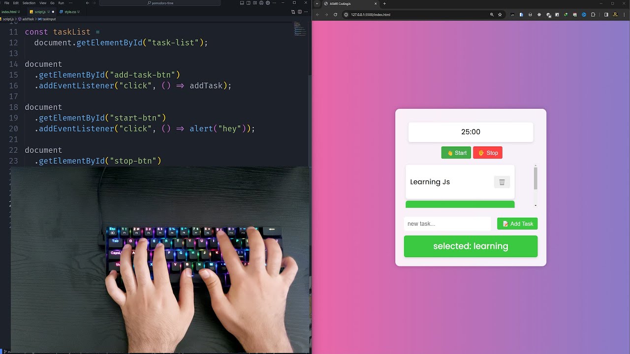 Asmr Coding Pomodoro Timer Javascript No Talking Youtube