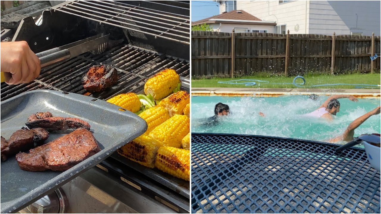 Summer barbecue party |swimming pool party | beef steak | লক ডাউন এর ...