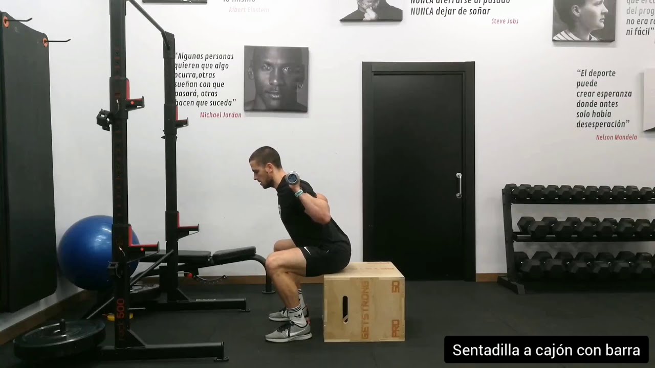 Sentadilla a cajón con barra - YouTube