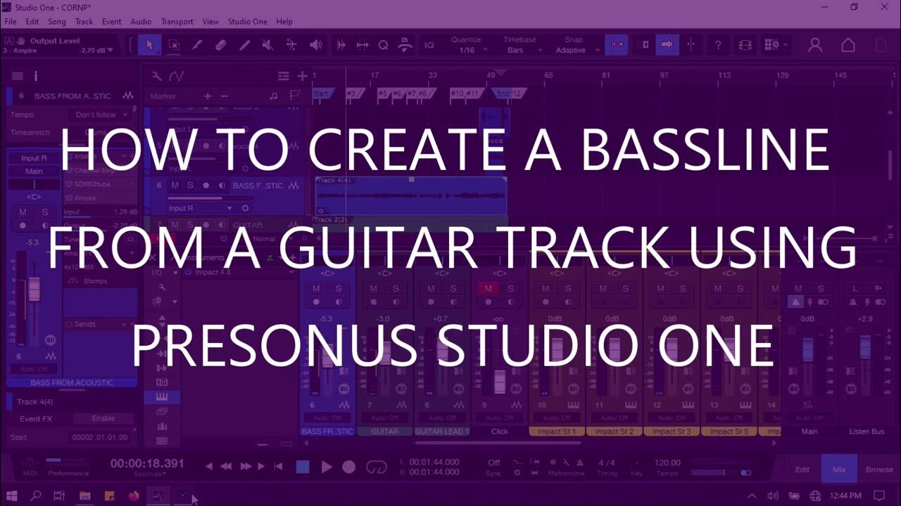 How To Make A Bassline From A Guitar Track in Studio One 6 - YouTube