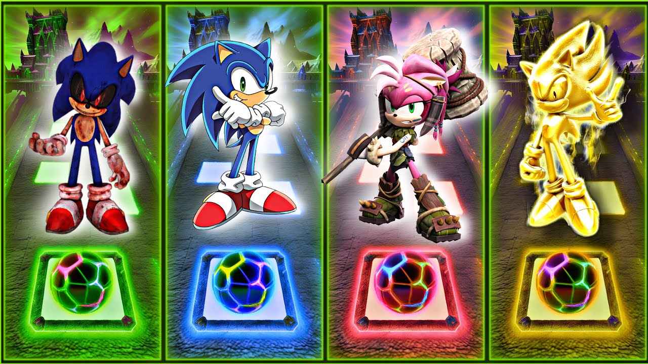 SONIC.EXE 🆚 SONIC PRIME 🆚 SONIC X 🆚 GOLD SONIC TILES HOP COFFIN DANCE ...