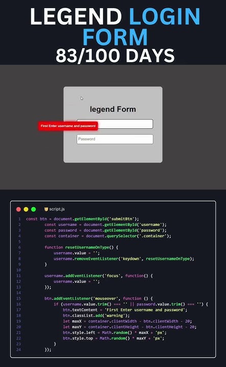 Legend Login Form | Full code Comment Code | #coding #frontendcourse #webdesign #python - YouTube