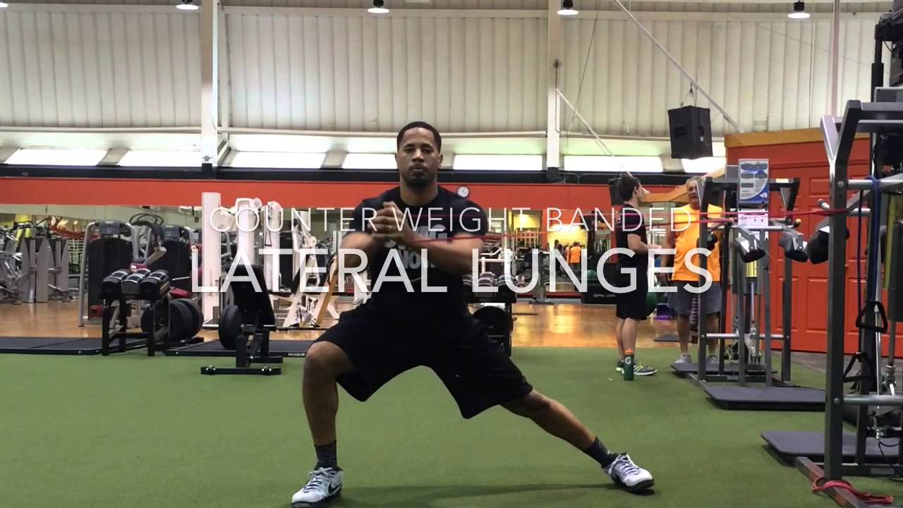 Lateral lunges with pallof press - YouTube