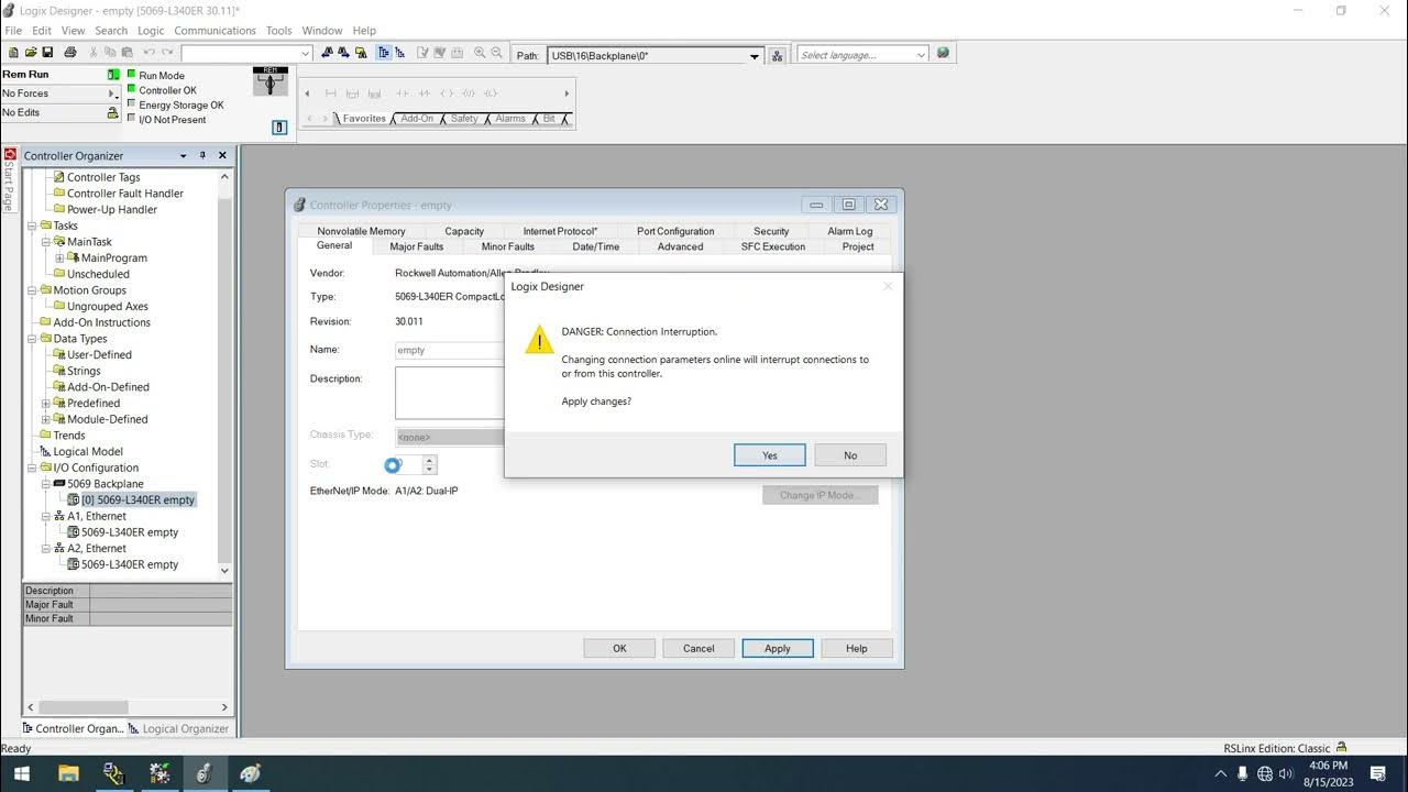 CompactLogix 5380 5069-L340ER from Dual/IP to Linear/DLR Ethernet Mode - YouTube