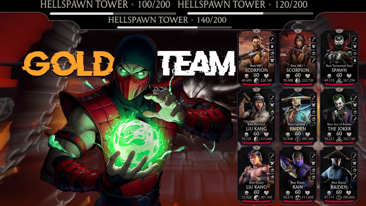 Getting a Diamond | Match 100, 120 & 140 Hellspawn Fatal Tower with Gold Team + Rewards | MK ...
