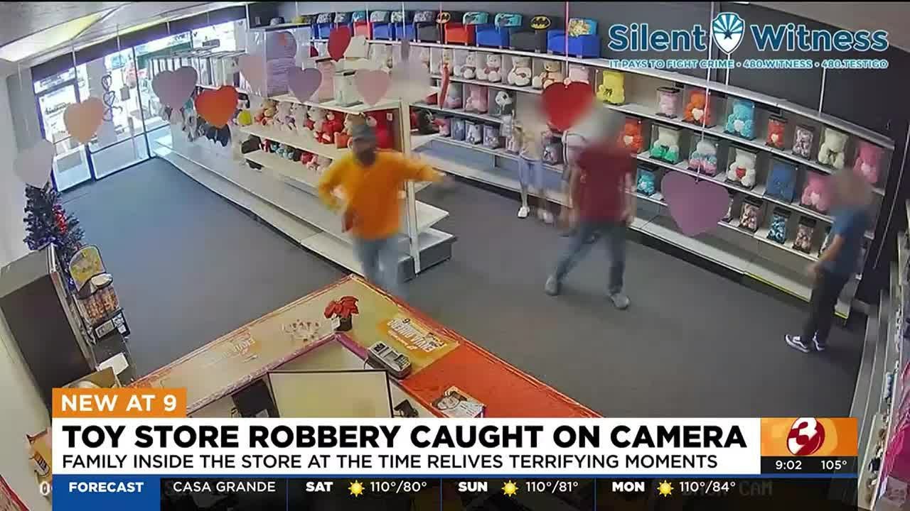 Armed robber steals cash from Mesa toy store - YouTube