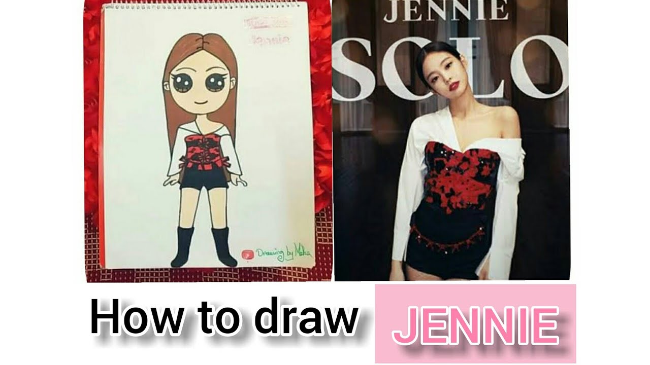 How to draw ☆Jennie☆ from ...《 Blackpink 》...+COLOUR. - YouTube