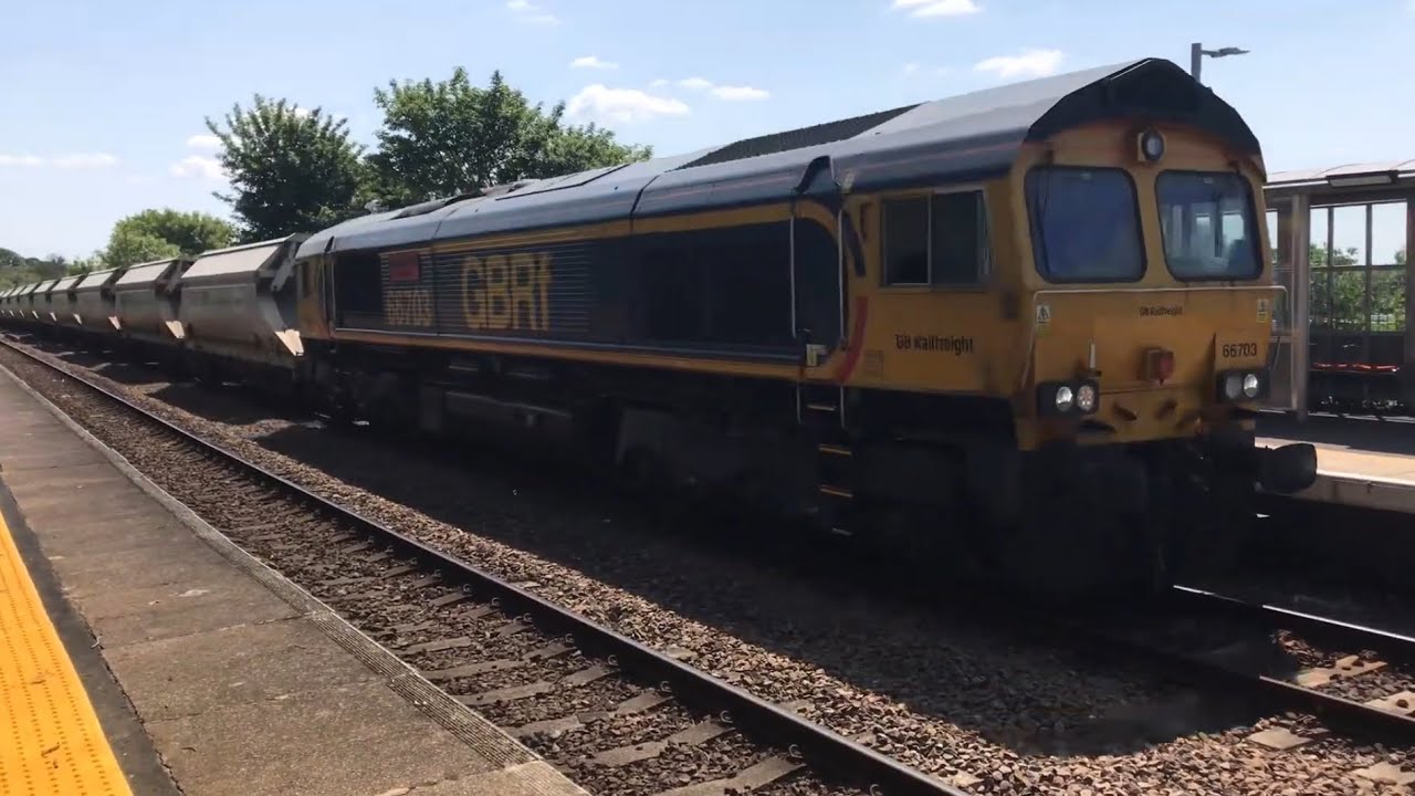 66703 Doncaster PSB with 15 sand wagons and 66797 on the back 13:23 18 ...
