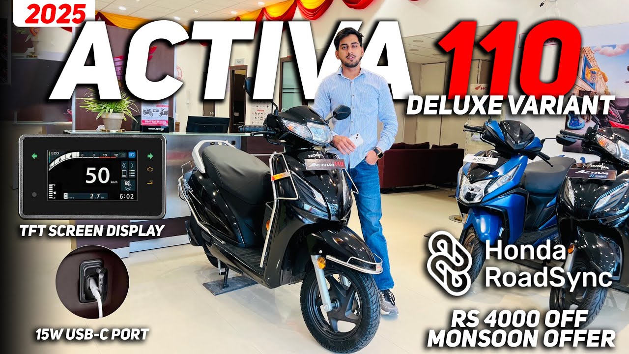 Honda Activa 2025 Deluxe 🔥 New TFT Display, Features & Full Walkaround ...
