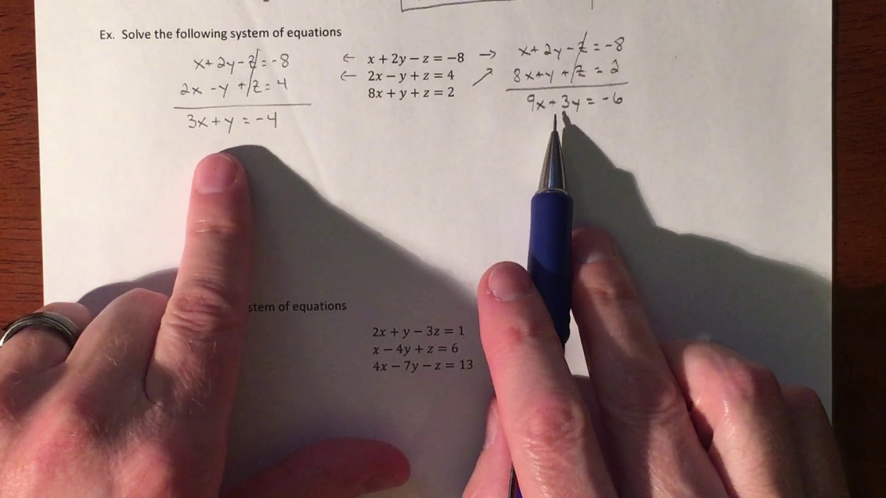 Solving Systems Of Equations In Three Variables Example 2 YouTube