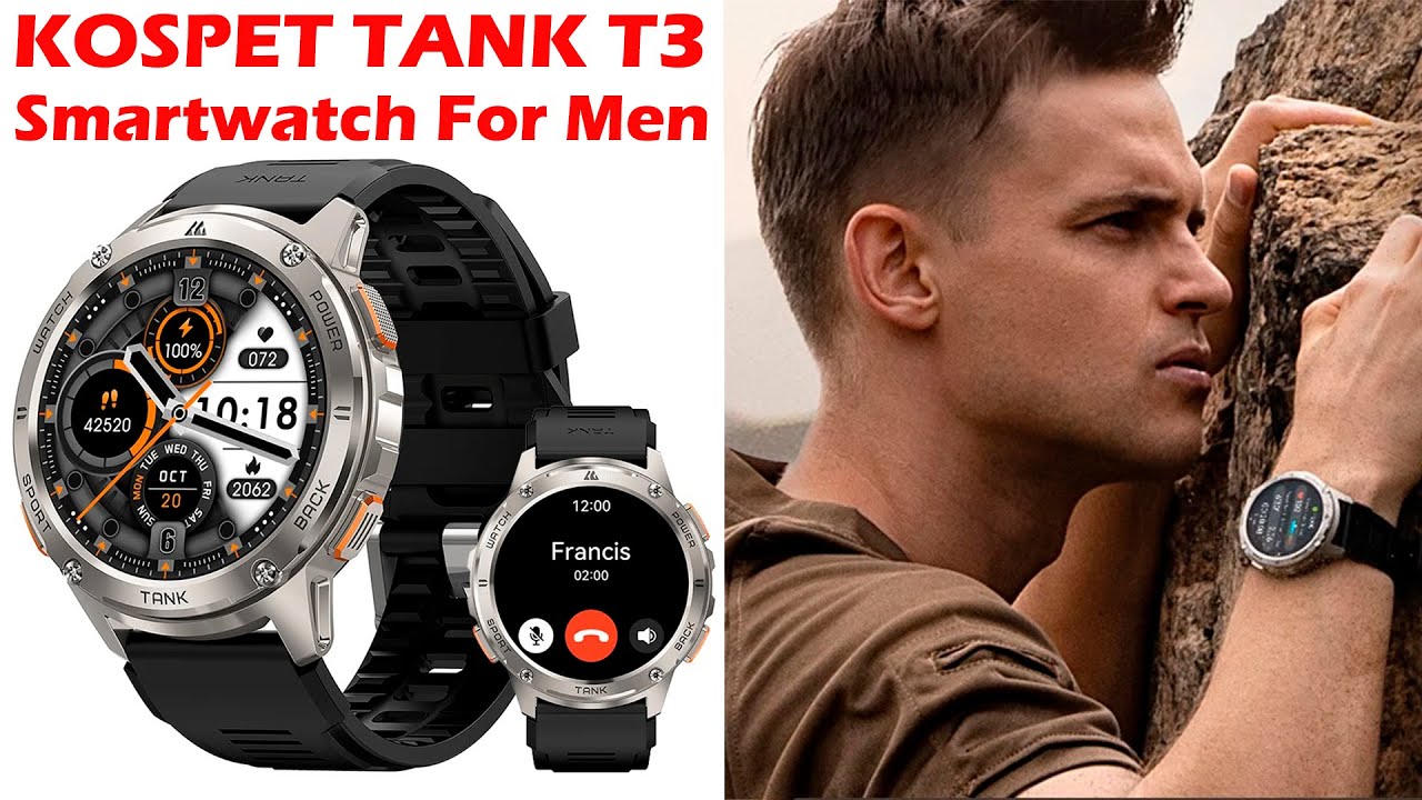 KOSPET TANK T3 Smartwatch For Men Smart watches Women Rugged Military ...