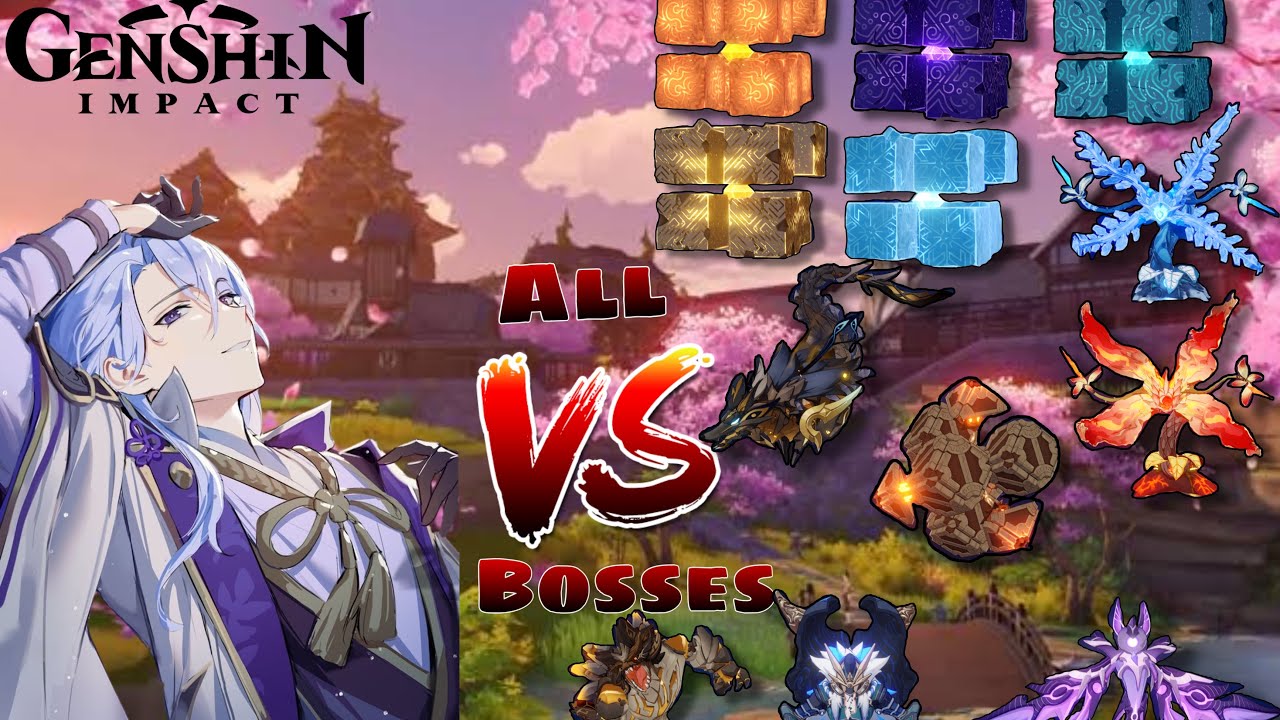 Ayato KAMISATO C0 vs ALL BOSSES * without food * Ayato vs TODOS LOS ...