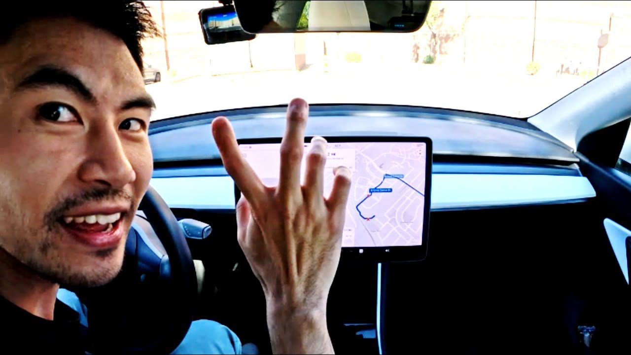 Riding in a Self-Driving Tesla (No hands) - YouTube