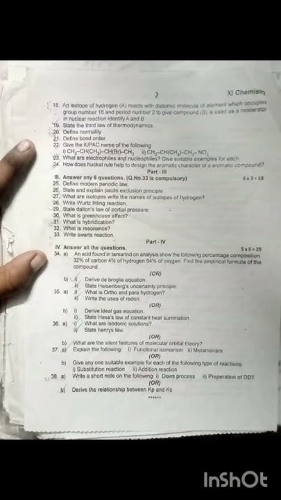 11 th standard chemistry 2nd revision question paper at thiruvallur ...