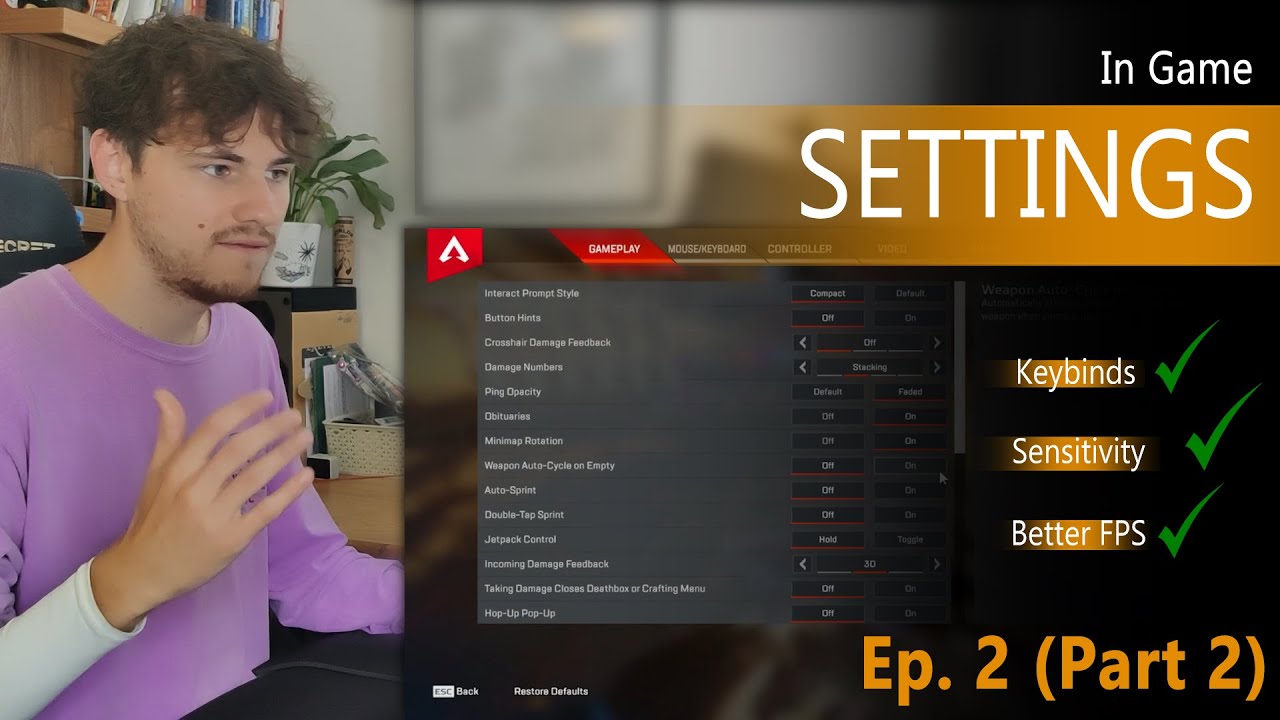 SECRET To Becoming a PRO Apex Legends player! Ep.2: In-game Settings ...
