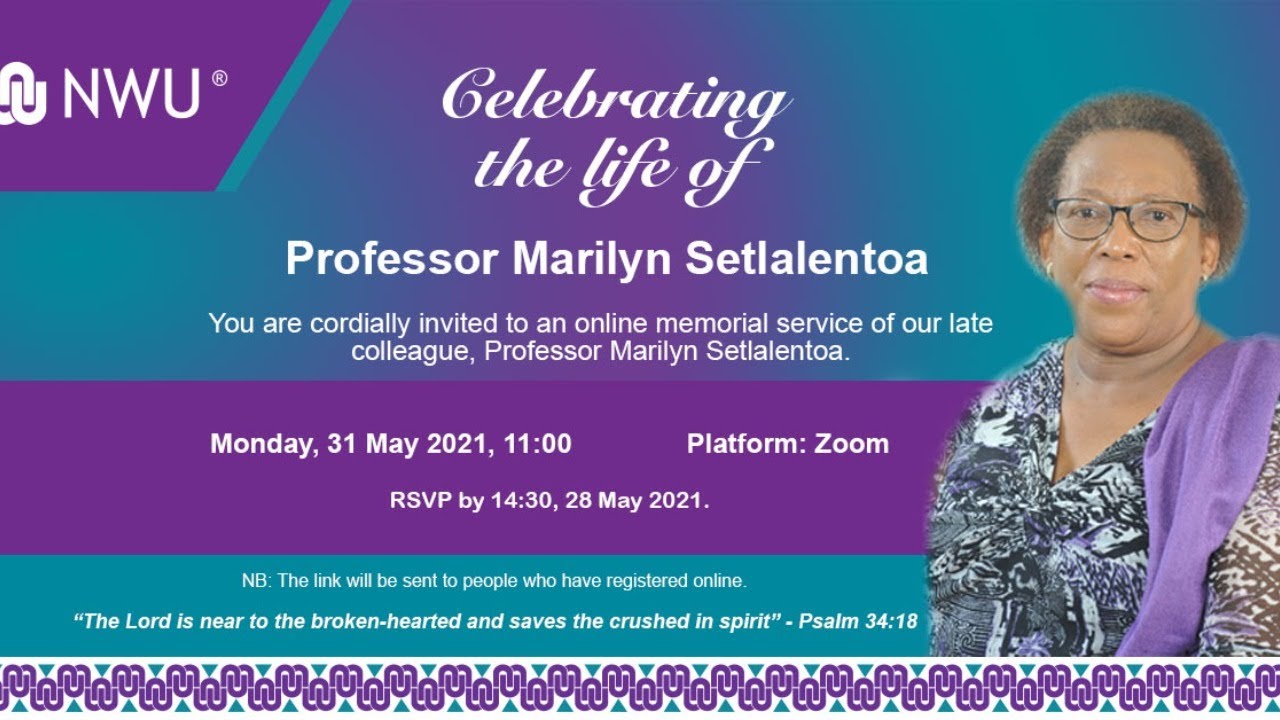 Online Memorial Service of Professor Marilyn Setlalentoa - YouTube
