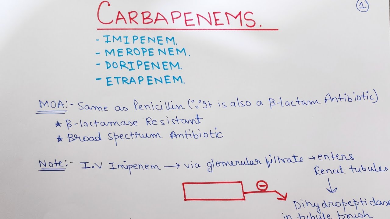 CARBAPENEMS | ANTIMICROBIAL | PHARMACOLOGY | FA | USMLE STEP 1 - YouTube