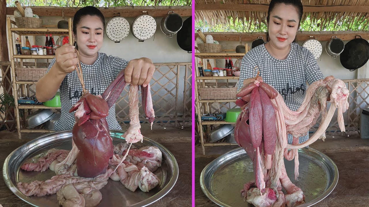Amazing cooking, Yummy pork intestine recipe - Cooking with Sreypov ...