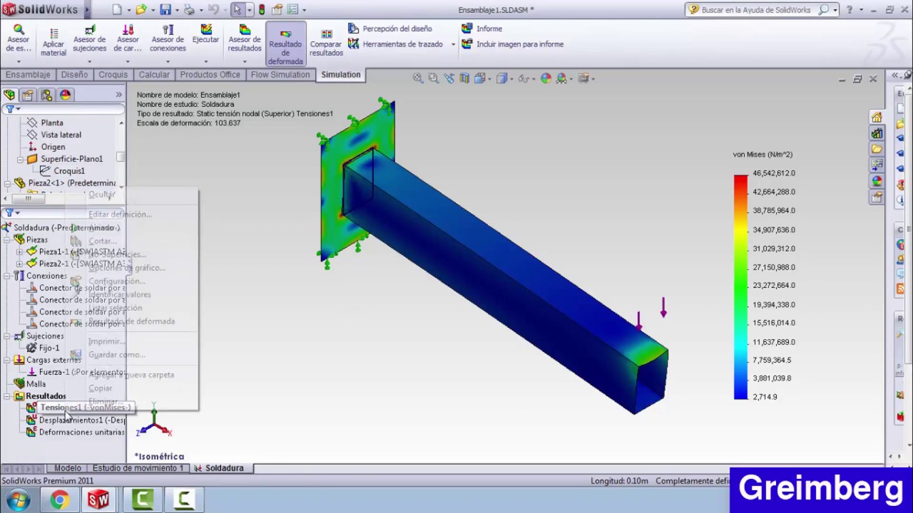 SolidWorks - Análisis de soldadura / Welding analysis - YouTube