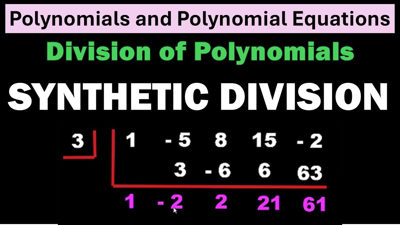 SYNTHETIC DIVISION : Dividing Polynomials - YouTube