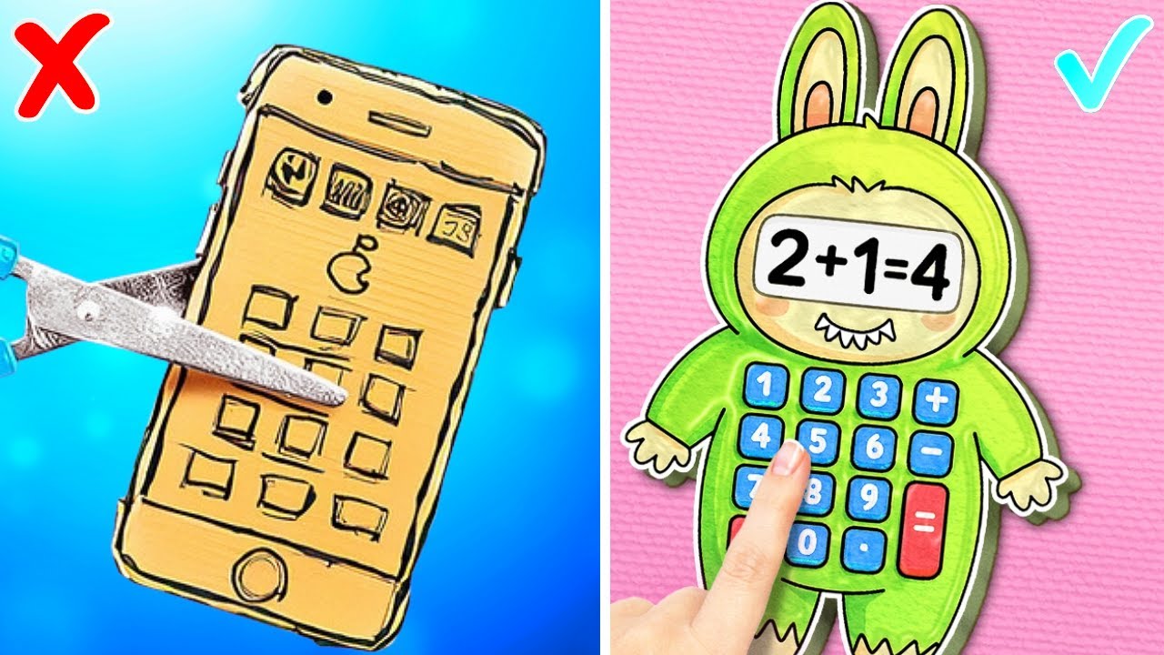 Super Cute Labubu Crafts *Cardboard DIYs vs Paper Gamebook* - YouTube