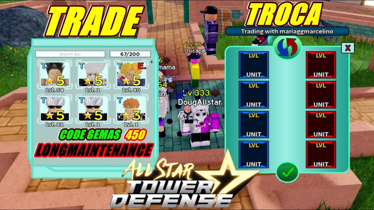 Roblox como funciona a trade troca de personagem all star tower defense ...