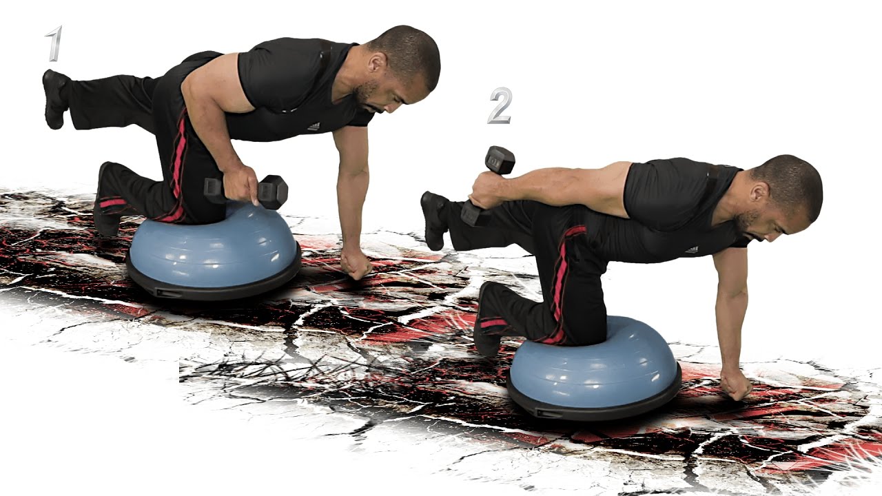 Triceps Kick Back 2 Dumbbell Bosu Ball - YouTube