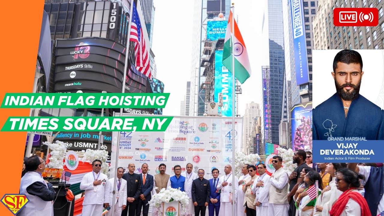 LIVE New York: INDIAN Flag Hoisting at Times Square 2025 with Vijay ...