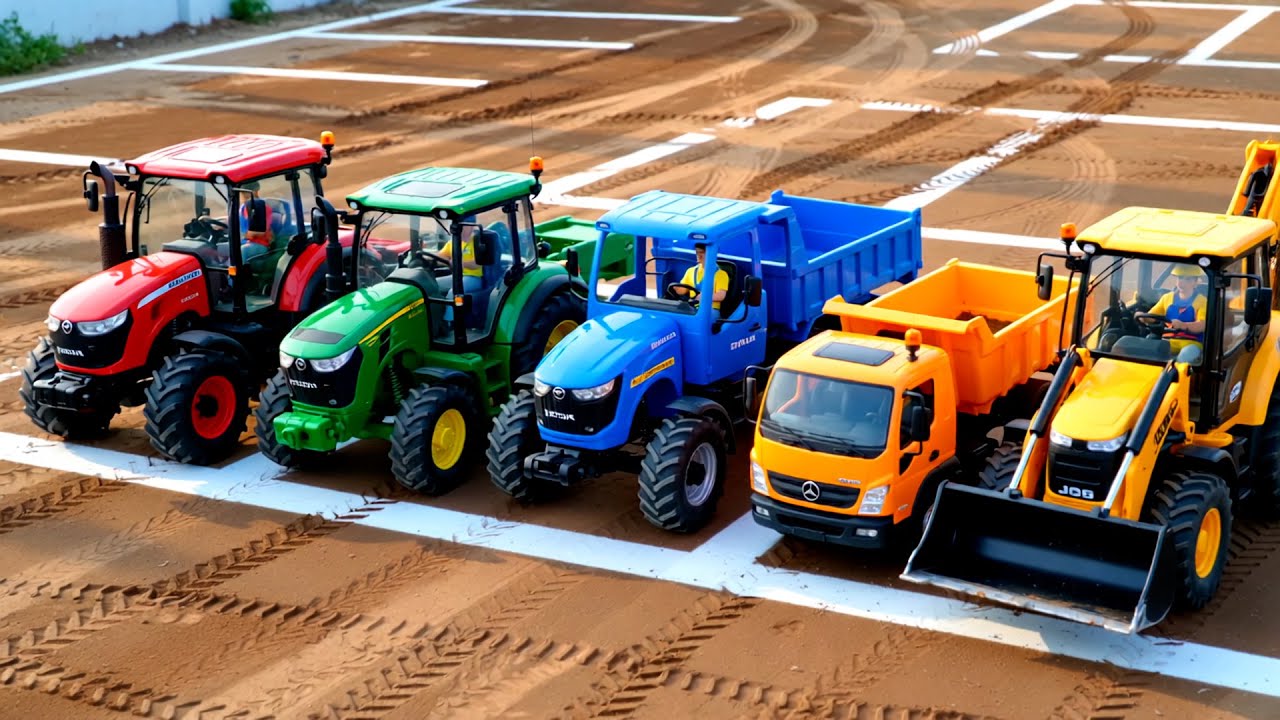 Tractor Race in the Mud! | Fun Farm Vehicles Obstacle Course for Kids ...