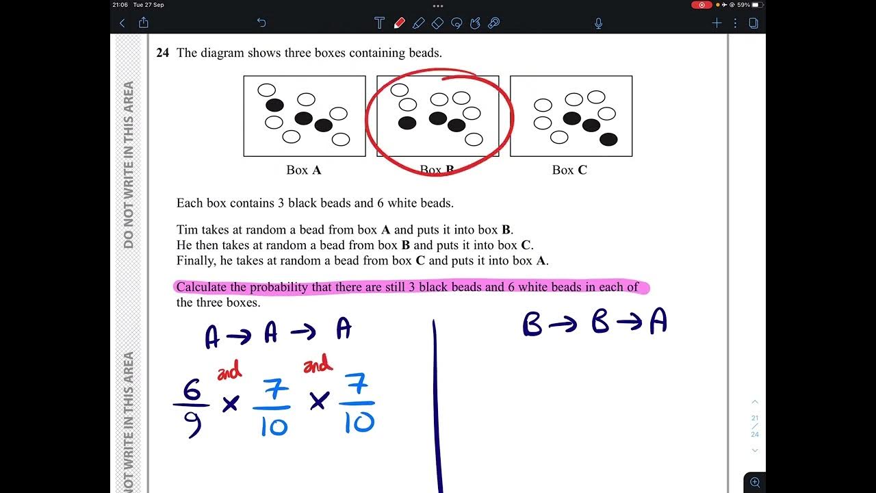 2017 01 3H IGCSE Edexcel Higher Old Spec Question 24 Probability Conditional - YouTube