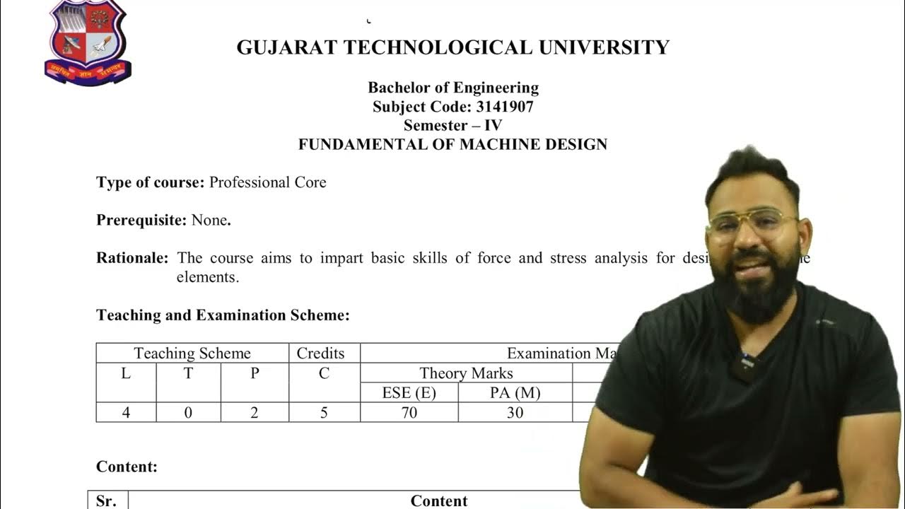 CRASH COURSE ON FUNDAMENTAL OF MACHINE DESIGN (GTU) - YouTube